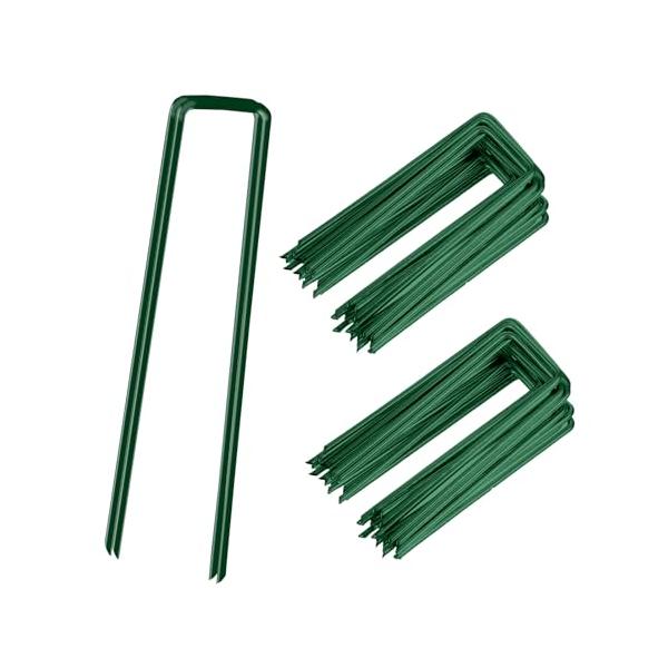 コンパクト＆高機能設計：15cmのピンは地面に深く刺さり、人工芝や防草シート、防虫ネットなどの各種シートをしっかり固定。幅3cmのU字型で固定面積が広く、強風でもズレにくい安定感があります。収納や持ち運びも便利で、園芸からキャンプまで幅広い...