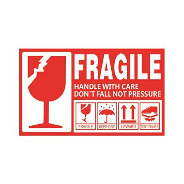 スタンダードでシンプルなフラジールステッカーシールです。通常よりも大きいサイズでシール表面は光沢加工が施されているので、遠くからでもよく目立ちます。また防水ラミネート加工により、通常の紙素材のシールと異なり耐久性もあります。高額商品や壊れや...