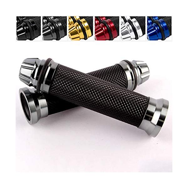 感触抜群のカスタムグリップ カスタムグリップ　バーエンド付きメタルパーツ：アルミ製　グリップパーツ：ラバー製左右セット汎用φ22.2mm対応 (アクセル側25mm) 内側深さ117mm 外側長さ 142mm車＆バイク/バイクパーツ/バイクハ...