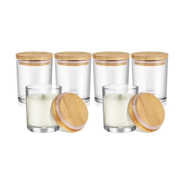 シンプルなデザイン キャンドルジャーは、洗練された丸い形状で、どんなインテリアにも調和し、家庭の装飾に優雅さを加えます。 素材 良質なガラスと木材を使用し、壊れにくい構造で長期間の使用が可能です。 クリアな視界 透明なキャンドルジャーは、中...