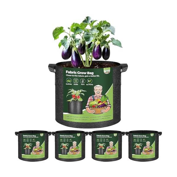 [通気性の生地]厚手の不織布で作られて、通気性、透水性に優れているので植物の発育に適しています。無公害、環境にやさしく、再利用可能の植え袋です。「丈夫な持ち手]ハンドルはクロスステッチでしっかりと縫製されるのでより耐久性があり、移動中持ち手...