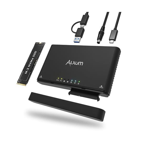 サイズ：【M.2 PCIe/NVMe SSD &amp; SATA HDD/SSD対応】クローン対応 2-in-1NVME SATA 両対応 クローン スタンド  USB3.2 Gen2インターフェース採用、最大10Gbps高速データ転送を...