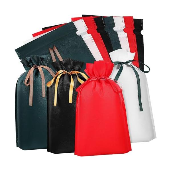 * 入数 8枚，赤、緑、白、黒各2枚。* サイズ 約22*33cm。* 素材 不織布、ポリエステル，柔らくてしなやかな不織布素材。これらのクリスマスギフト袋は厚い不織布素材を採用して、縫製もしっかりして、いっぱい入れても破れにくいです。* ...