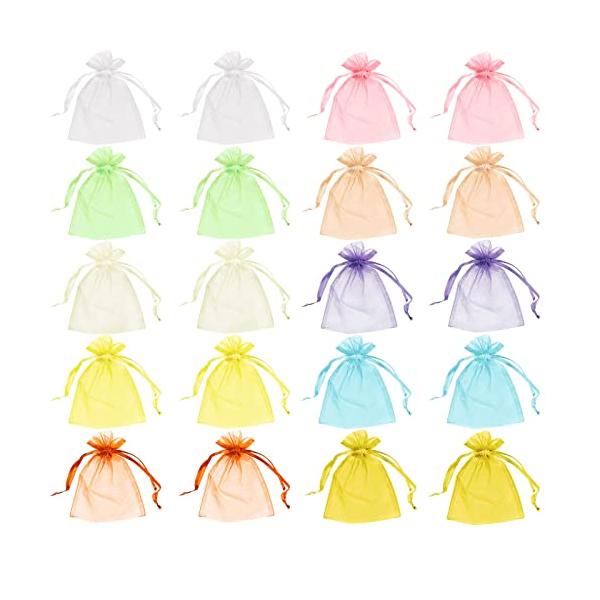 高品質 透け感がある高品質なオーガンジー素材で作って，綺麗だけでなく、何が入っているかひと目で分かるので、使い勝手も抜群です。 使用便利 紐付きで、中身の滑り出しを防止して、非常に使いやすい小物入れです。巾着型なので、袋を固定しやすく、小物...