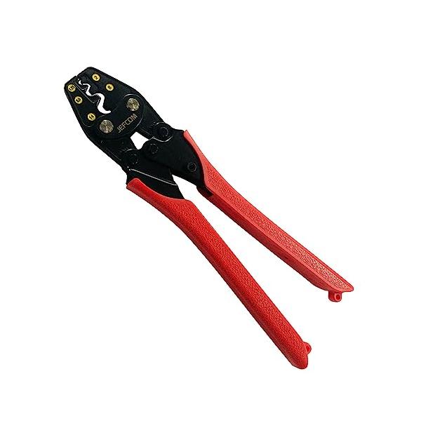 5サイズ対応の裸端子・PBスリーブ用圧着工具交換可能ラチェットギア採用 (PAT.)約15%軽量 スリムなグリップ幅で使いやすいハンドル操作 最大約40%軽減 軽い力で圧着できる落下防止器具取付穴付 圧着マークDIY・工具・ガーデン:作業工...