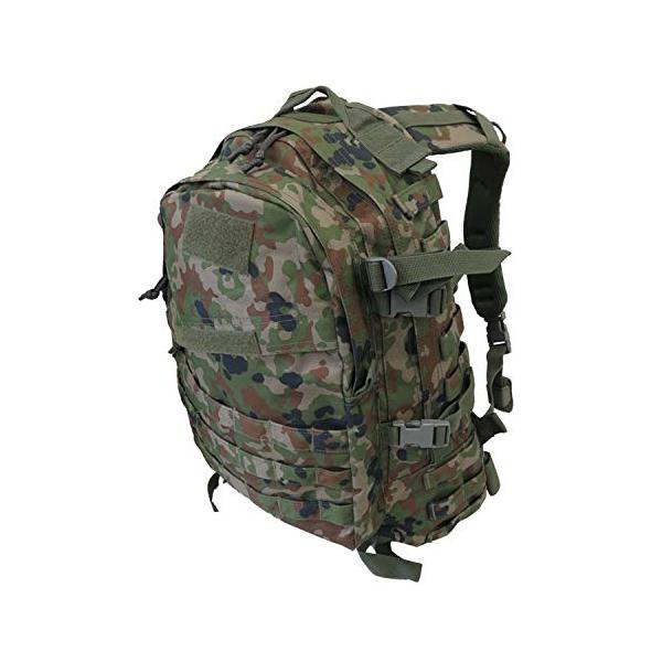 MOLLEシステムにより外側のフロント、両サイド、ポーチ類を装着できます。荷物の量に応じてバックの幅を調節できます。3日間の作戦行動を可能にするほどの大容量背面の体にあたるパッド部分は凹凸を付けることで通気性がよくなっています。バック両サイ...