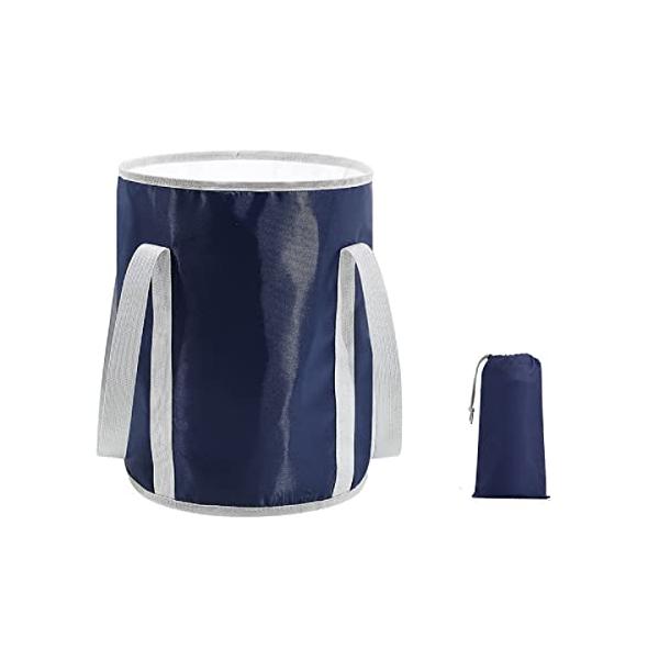 折りたたみバケツ 色：ネイビー  折り畳みウォーターバケット 携帯に便利 桶 足湯 アウトドア キャンプ 釣り 水くみ 旅行 非常時の備え (24?)スポーツ＆アウトドア/釣り/釣り小物/バケツ・バッカン