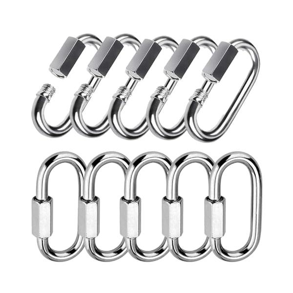 商品仕様 長さ4cm、厚さ4mm 、 開口部7mm 、重量は約11.8g/個。 耐荷重 120kg。 素材 頑丈で丈夫な高級304ステンレス鋼でできています。高耐荷重、さび止め、滑らか、防水、安全ななど、強力な引張力。 幅広い用途 この製品...