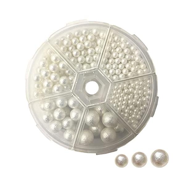 セット内容：1個セット、1箱約800個入りの大容量のお得のパールセットです。カラー：ホワイト 液晶によって多少のカラー違いなどなある場合がございます。  素材：ABS樹脂サイズ：直径2.5-3mm480pcs/3.5-4mm180pcs/5...