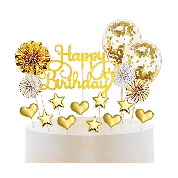 誕生日ケーキに華やかさをプラスできるケーキトッパーセットです。シンプルなケーキでもキラキラの華やかなケーキトッパーでデコレーションすれば一味違ったおしゃれなケーキにお誕生日やキッズパーティーなどのホームパーティで大活躍しますセット内容：丸風...