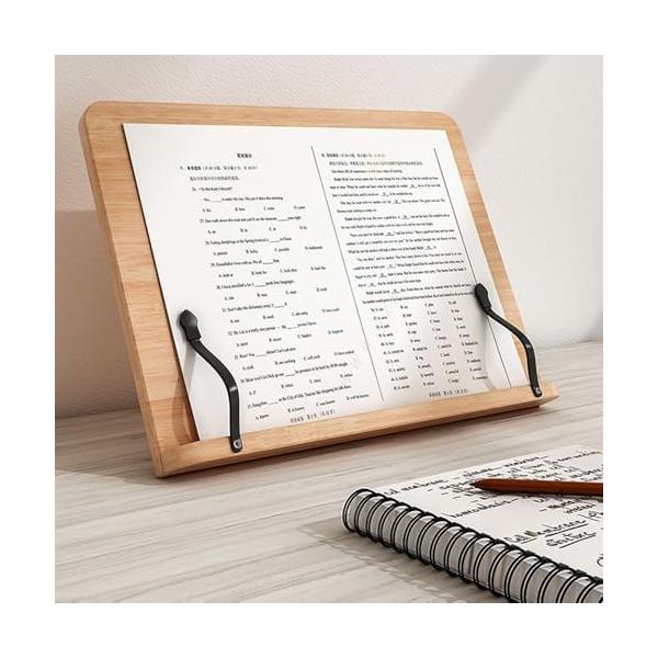 *前屈みになり悪くなりがちな姿勢をサポートします*使用用途は様々 ・薄い本から分厚い本 ・スマートフォン・タブレット ・パソコン作業 ・絵を描くとき ・譜面台置き ・楽譜スタンド など*用途に合わせて8段階角度調整*木のぬくもり感じるスタイ...