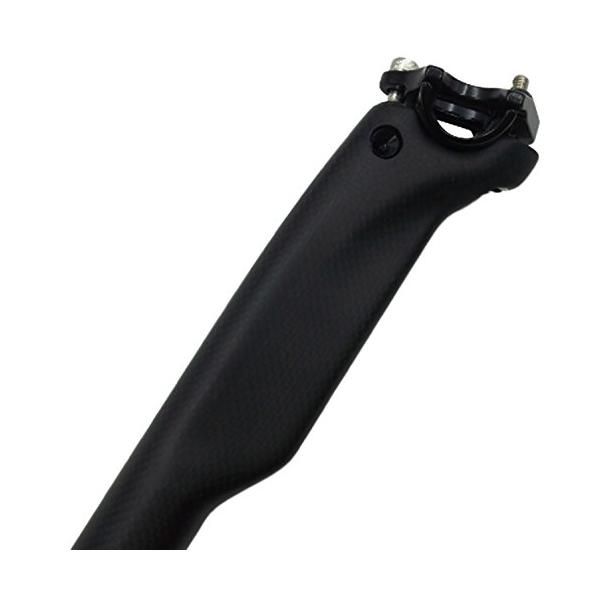 とても軽く、見た目も爽やかなエアロタイプのフルカーボン(3K)のシートポストです。カーボンは見た目にも美しく、また高級感が溢れております。適合するマウンテンバイク／クロスバイク／ロードバイク／自転車にお使いいただけます。六角レンチにて2つの...