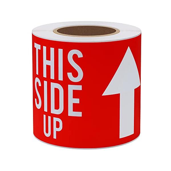 サイズ：76 x 127 mm荷札シール、fragileこの面は上シール、100枚/ロール。デザイン：英語this side upシール、わかりやすいロゴと英語表記を使用。国内でも海外でも使えます。シールは保存しやすく、スペースを占有しませ...