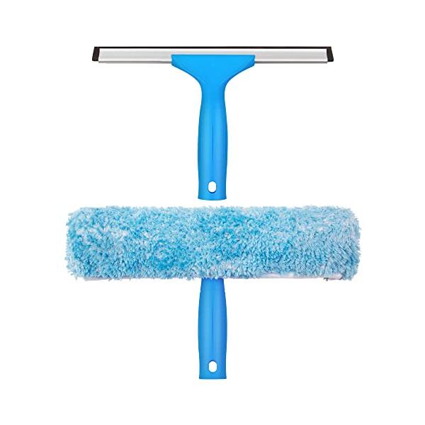 25cmの窓クリーニングセット。スキージーとマイクロファイバーウォッシャーがそれぞれ1本あり窓や鏡、タイルなど平らな表面であれば、なんでも掃除できるスキージー耐久性のある天然ゴムブレードとサビになりにくいアルミクリップ厚手のマイクロファイバ...