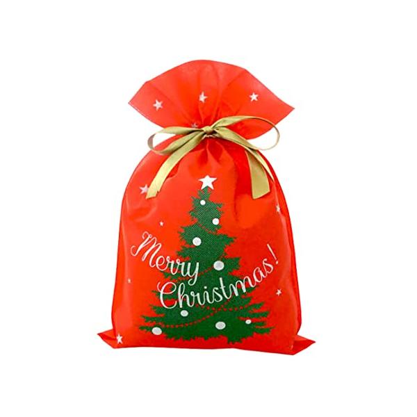 クリスマスプレゼントのラッピングなどにご使用いただけるギフトバッグです。巾着袋タイプでバッグ上部のゴールドのリボン紐を引っ張るだけで簡単にラッピングできます。引っ張った紐を中央で蝶結びすれば完成です。封入部分は約32*30cmで比較的大きな...