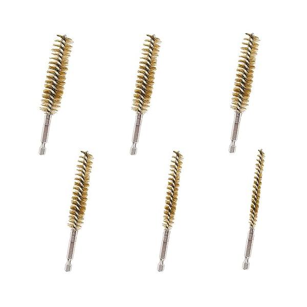 1.セット内容：クリーニングブラシ6本入り、サイズ：8、10、12、15、17、19mm。2.高品質のステンレス鋼と銅線製で、毛が抜けにくく、耐久性に優れ、長期間使用できます。3.金属表面のクリーニング、バリ取り、研磨が可能。4.ドリルで使...
