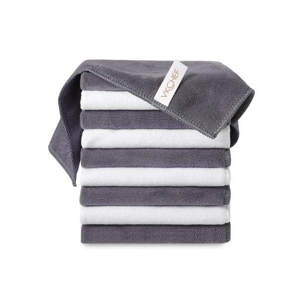 商品仕様 マイクロファイバークロスのサイズ：約30CM*30CM 厚さ約0.2* 吊り下げループ付き パック6枚セット 材質：ポリエステル80％*ナイロン20％ 重量：約35g/枚 色：(ダークグレー 6枚*白い4枚  吸水性と速乾性が高い...