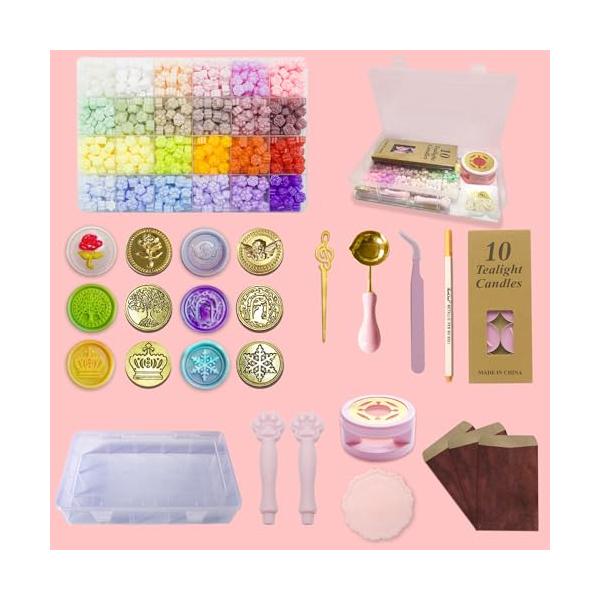 多彩なデザイン シーリングスタンプセットには24色のワックスビーズが約560個含まれており、スタンプ6個、ワックス炉、封筒、スタンプ台、キャンドル、カラーペン、日本語取扱説明書が付いています。様々な色やデザインで、手作りのDIYプロジェクト...