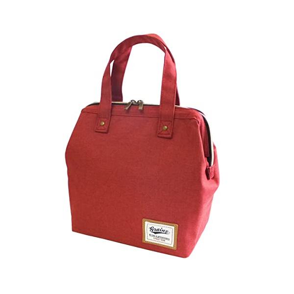 色：レッドオシャレで大容量、がま口型のランチワイヤーバッグです。お弁当も安心の保冷保温仕様のクーラーバック。保冷剤を入れるのに便利な内ポケット付きです。 外側にもポケット付き。お弁当以外のものもたっぷり入る、大きめＬサイズの縦型保冷ランチバ...