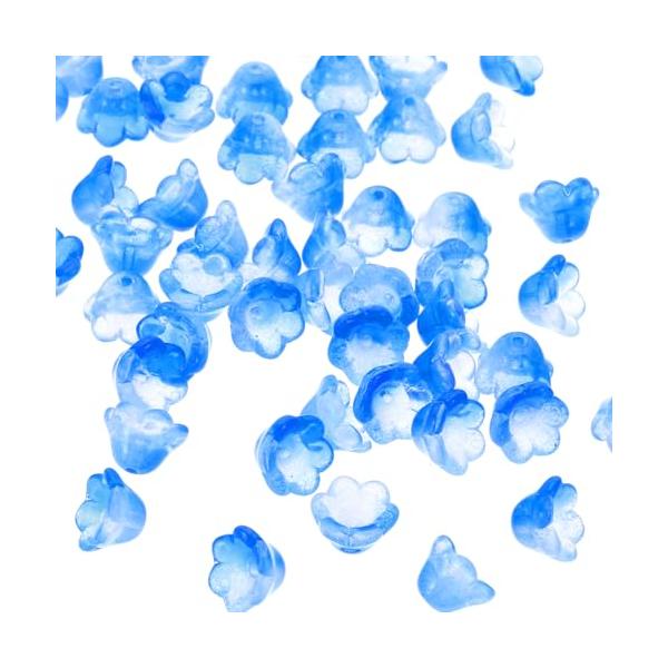 仕様：素材：ガラス；カラー：ダークブルー；サイズ：7 x 12mm / 0.28 x 0.47" 高さ x 直径 ；穴の直径：1.2mm / 0.05"；パッケージリスト：100個 x ガラスフラワービーズガラスのフラワービーズは繊細でエレ...