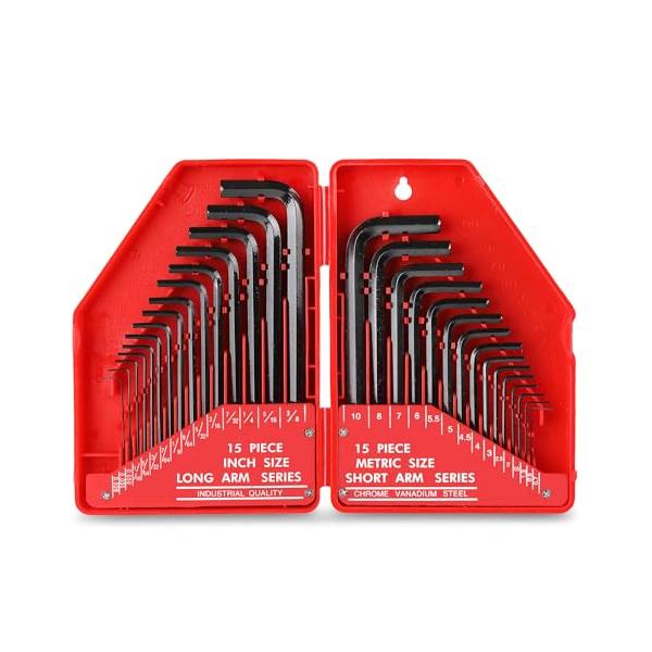 今すぐ解決 家庭、ガレージ、DIYの内部六角アレンネジやボルトの全ての一般的なサイズを締めたり緩めたりできます。 万能基本ツール 家具の組み立て、器具や取り付け金具の設置、ロックやハンドルの固定、微調整や修正、ちょっとした作業や修理に最適で...