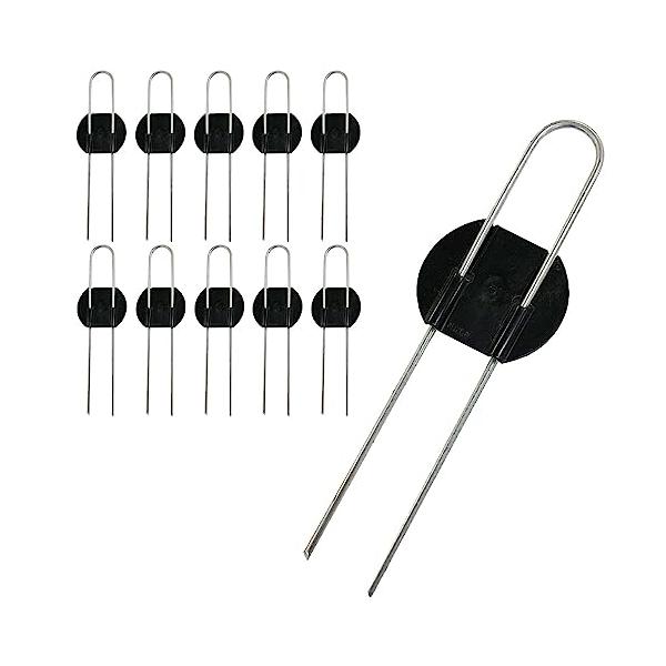 ピンと押さえ板が組み立て不要で、作業性アップ 作業時間の短縮にも ピンの先端は剣先になっているので、土に差し込みやすいです。 ・ピンと押さえ板が取り付けられている状態なので、作業効率が大幅にアップ。 作業時間の短縮にも  ・ピンの先端は剣先...