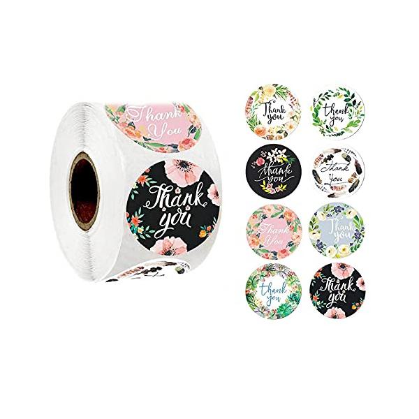 製品内容 花柄のThank you シール 2ロール サイズ：直径：2.5ｃｍ 枚数：1000枚 高品質 環境にやさしい紙を使用し、美しい印刷となっています。ラベルは高品質の接着剤でできており、剥がすると、ペーパーに糊が残しなくて、ペーパー...