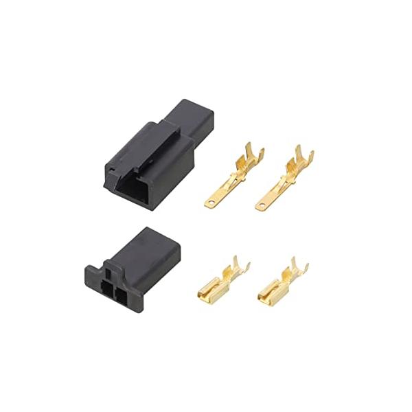 汎用110型/2極(オス/メス)カプラーカラー：ブラックセット内容：オス/メス端子*各2 * 2Pオス/メスカプラー*各1極数分の端子が入ったコネクターセットです車＆バイク:カーパーツ:電子パーツ:コネクター