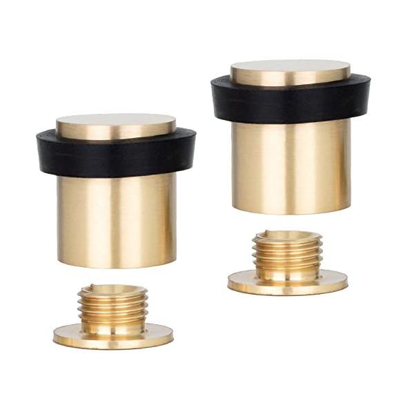 真鍮製ドアストッパー2個入り：ネジとネジ止め用プラグ付き。ドアや壁を保護し、ノックやガタつきを防ぎます。室内でも屋外でも、お部屋にぴったりの装飾ドアストッパーをお選びください。材質：真鍮製ドアストッパー、ダブルネジベース、丈夫で高品質なドア...