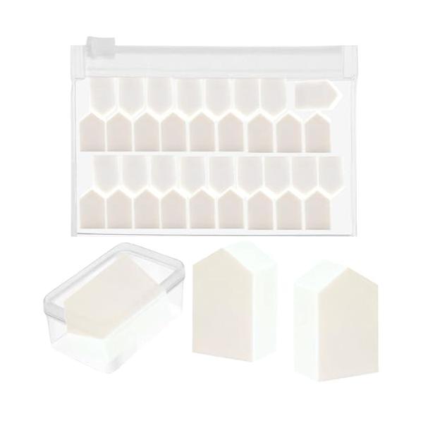 無駄なく塗布できる高密度スポンジ メイクスポンジは弾力優れた化粧用高密度ウレタンを採用、無駄に吸収したファンデの量が少なく、ファンデを均一に伸ばしていくことが実現できます。 七つの面と角両立して使い分けるハウス型 ハウス型のスポンジメークに...