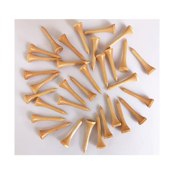 材料:100%天然硬樺木。通常の木製ゴルフ釘よりも硬く、耐久性が高く、ゴルフ釘頭が丸く、釘棒がまっすぐです 。フェアウェイウッド、ハイブリッドクラブ、またはアイアンでティーオフするときは、特に芝生の真上でボール をティーする場合は、最小のテ...