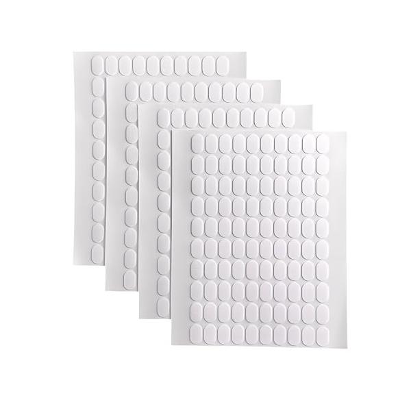 基本仕様とセット内容：本品は1セットあたり楕円形テープ400枚 2シート を含み、各テープのサイズは長さ13mm*幅8mm*厚み1mmです。あらかじめカット済みのため、すぐに使用可能で家庭用DIY作業に便利です。使いやすい設計特徴：事前カッ...