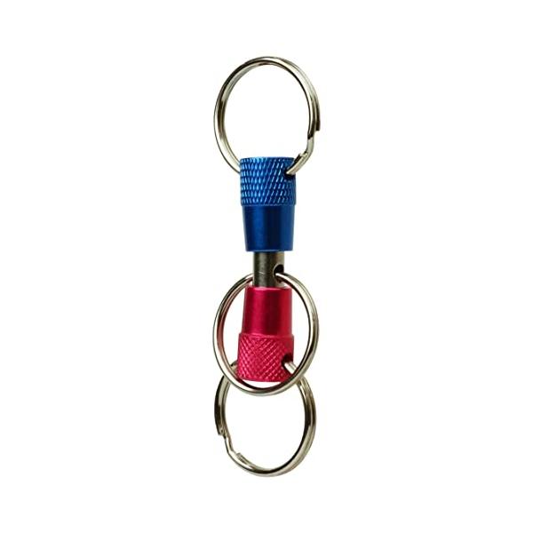 キーリング付きで鍵やマルチツールを取り付けることができるキーホルダー キーホルダーは3分割が可能で、鍵などの使用時に取り外して使うことができます。 軽量なアルミ合金製でシンプルなデザインです。 キーホルダー本体はコンパクトサイズで重量も約1...