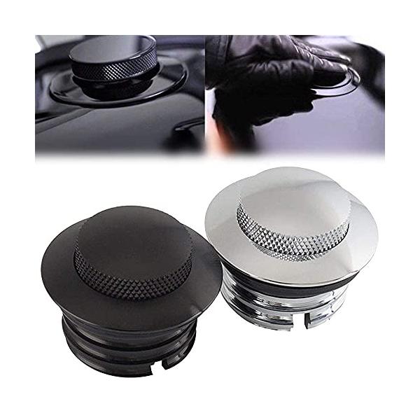 オートバイフラッシュポップアップガスキャップフィット。カラー：ブラック、材質：CNCビレットアルミニウム、直径：2.32インチ 58.9 mm 、高さ：1.8インチ 45.7 mm 備品：1982-2018ガスキャップの単一ネジですべてのモ...