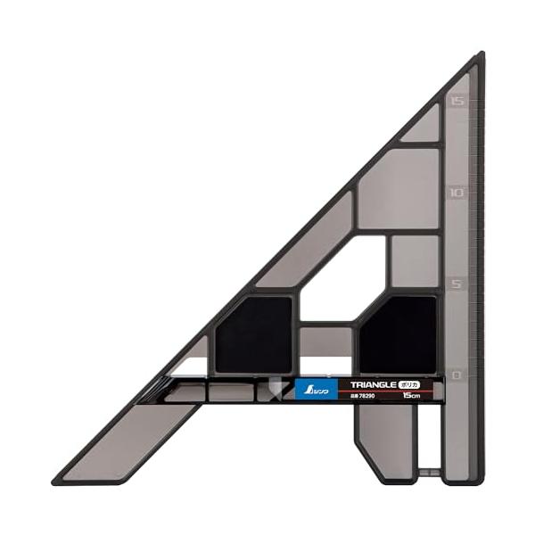 高さ9mmの突き当てで、ツーバイ材などの面取り材などにしっかり突き当てられます。両面で直角や45*の切断ができます。手で押さえる位置の裏側にスベリ止ゴムが付いているので、直角、45*で安定した切り出しができます。ポリカーボネート樹脂製なので...