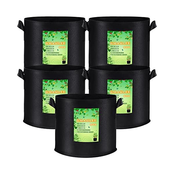 サイズ：20ガロン_5個セット 素材 20ガロン(直径55*深さ30cm)5個セット. 環境に優しい不織布，通気性、透水性に優れているので植物の発育に適しています,無公害、再利用可能の植え袋です。 高品質丈夫な持ち手 私たちの織物袋は補強の...