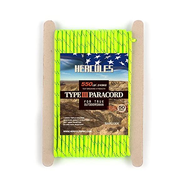 250KGの耐荷重：本製品は内芯7芯で耐荷重約250KGです。耐摩耗性に優れた表地の中には、3本の縒り糸を束ねて作ったインナーコードを7本束にした内芯があります。優れた視認性：反射材入りのパラコードとして、夜間の時、ライトの光を受けると、再...