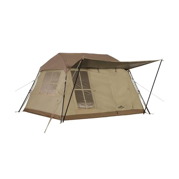 材質: テント本体は150Dポリエステルを採用、縦糸と横糸が交互に交差する平織りと言う丈夫なイメージがある製法で編み上げた素材、タータン生地と呼ばれ、軽量且つ丈夫で、風が吹いても引き裂かれにくいです。また、生地に撥水加工処理済みで、耐水圧が...