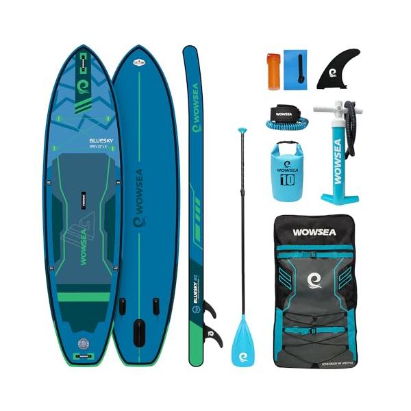 優れた耐久性、安定したWOWSEA空気入りガスケット：正確なSUPプレート、美しい性能設計を有し、1平方メートル当たりのトレース密度11200および軍事レベルのPVCレール、15cm厚び80cm幅、完全に膨張したときに15 PSIまでの追加...