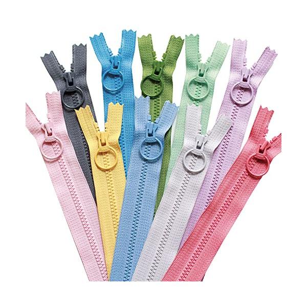 *サイズ：40cm*10色各1本入かわいいくすみカラーのリング付きビスロンファスナーです。ホビー:手芸・画材:裁縫材料:ファスナー