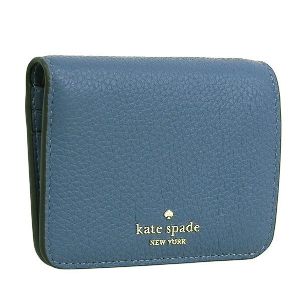 ケイトスペード/KATESPADE/二つ折り財布/lena/sm/slimbfld/wlf上質なぺブルレザーと爽やかなブルーが魅力の二つ折り財布。洗練されたデザインと使いやすい収納力で、毎日のスタイルに上品なアクセントをプラスします。【ギフ...