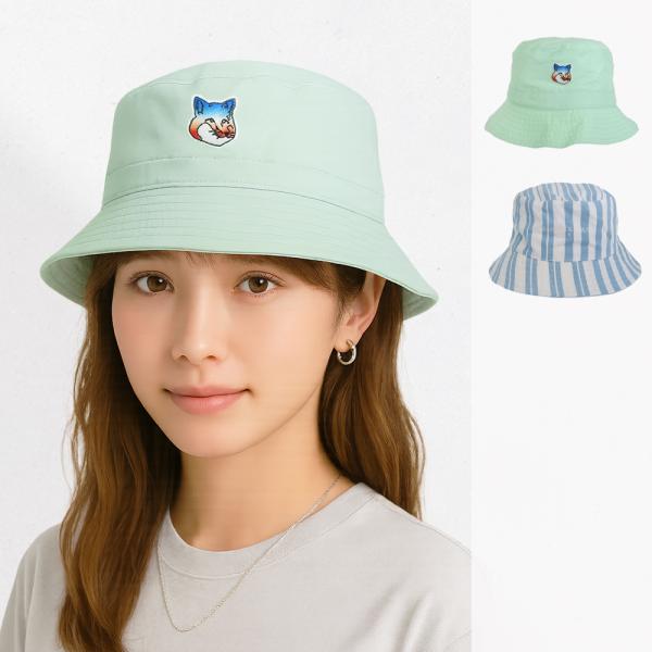 メゾンキツネ/MAISONKITSUNE/ハットフロントのワッペンが目を惹くハット。パステルカラーがコーディネートの差し色にぴったりなアイテムです◎【ギフトにもおすすめです。】 ■品番：IU06172WC0012P322  ■カラー：(1)...