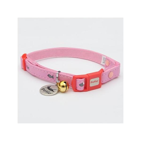 おしゃれで可愛い猫専用首輪。首輪が木の枝等にひっかかっても首を抜くことができるゴム付き安心仕様。迷子札、反射付。首回り：17〜28cm
