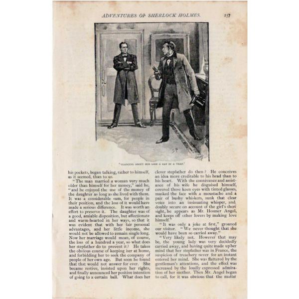 作品について19世紀末から20世紀初頭にかけて、イギリスの雑誌『ストランド・マガジン』に連載された、アーサー・コナン・ドイルの《シャーロック・ホームズ》シリーズ。本作はその挿絵を手がけたシドニー・パジェットによるオリジナル印刷の一枚です。細...