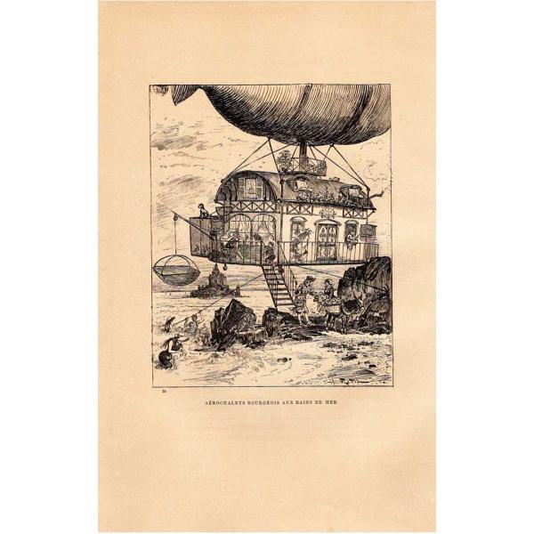 アルベール・ロビダが1883年に発表した未来小説『20世紀（Le Vingtieme Siecle）』の挿絵から《飛行別荘》アルベール・ロビダはジューヌ・ヴェルヌと並ぶフランスを代表する近未来SF小説作家であり画家でした。彼の自由な発想は日...