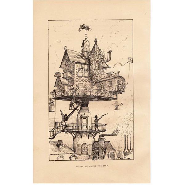 アルベール・ロビダが1883年に発表した未来小説『20世紀（Le Vingtieme Siecle）』の挿絵から《空中回転住宅》アルベール・ロビダはジューヌ・ヴェルヌと並ぶフランスを代表する近未来SF小説作家であり画家でした。彼の自由な発想...