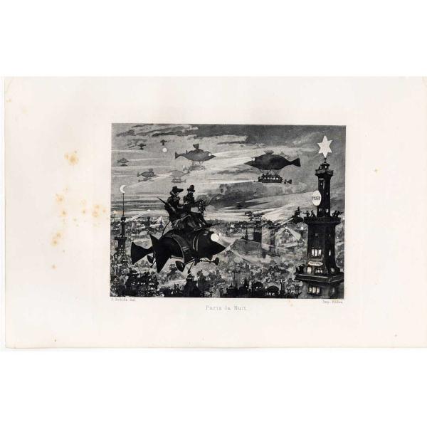 アルベール・ロビダが1883年に発表した未来小説『20世紀（Le Vingtieme Siecle）』の挿絵から《パリの夜》アルベール・ロビダはジューヌ・ヴェルヌと並ぶフランスを代表する近未来SF小説作家であり画家でした。彼の自由な発想は日...