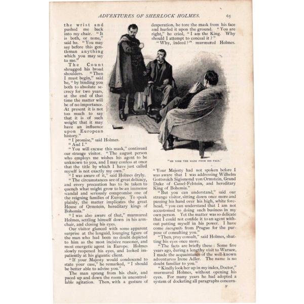 作品について19世紀末から20世紀初頭にかけて、イギリスの雑誌『ストランド・マガジン』に連載された、アーサー・コナン・ドイルの《シャーロック・ホームズ》シリーズ。本作はその挿絵を手がけたシドニー・パジェットによるオリジナル印刷の一枚です。細...