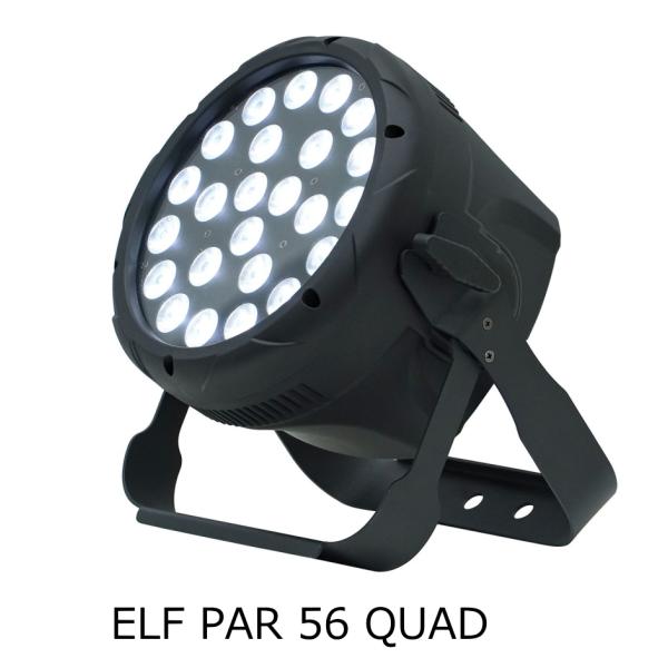 4inLED24個 搭載のコンパクトパーライトELF PAR 56 QUADイーライトロングセラーモデルELF-PAR 46/64QUAD がこの度リニューアルし、「ELF PAR56 QUAD」として発売開始いたします。光源は10W RG...