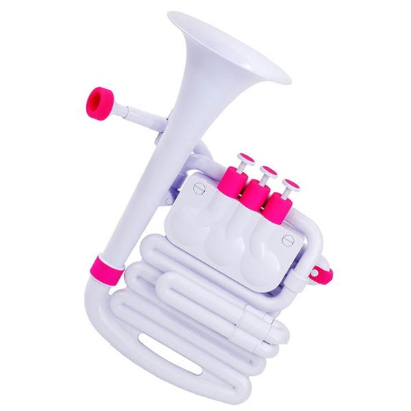NUVOjHORN　ホワイト＋ピンクjHORNは、あらゆる年齢やレベルに適した革命的な金管楽器です。小学校の教室ではプレバンドの楽器として、また大人のプレイヤー向けの楽しい練習用楽器としても使用できます。軽量で丈夫なデザインは持ち運びが簡単...